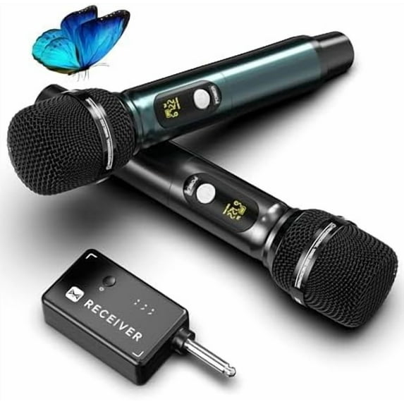 Wireless Microphones, Professional UHF Dual Wireless Microphone with ...