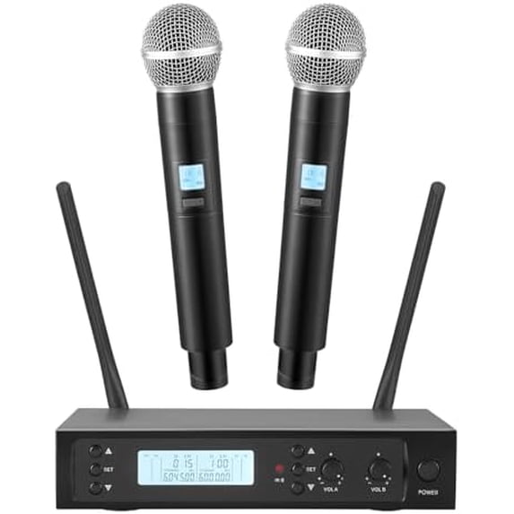 Wireless Microphones System with 2 X 100 Channels Cordless Handheld ...