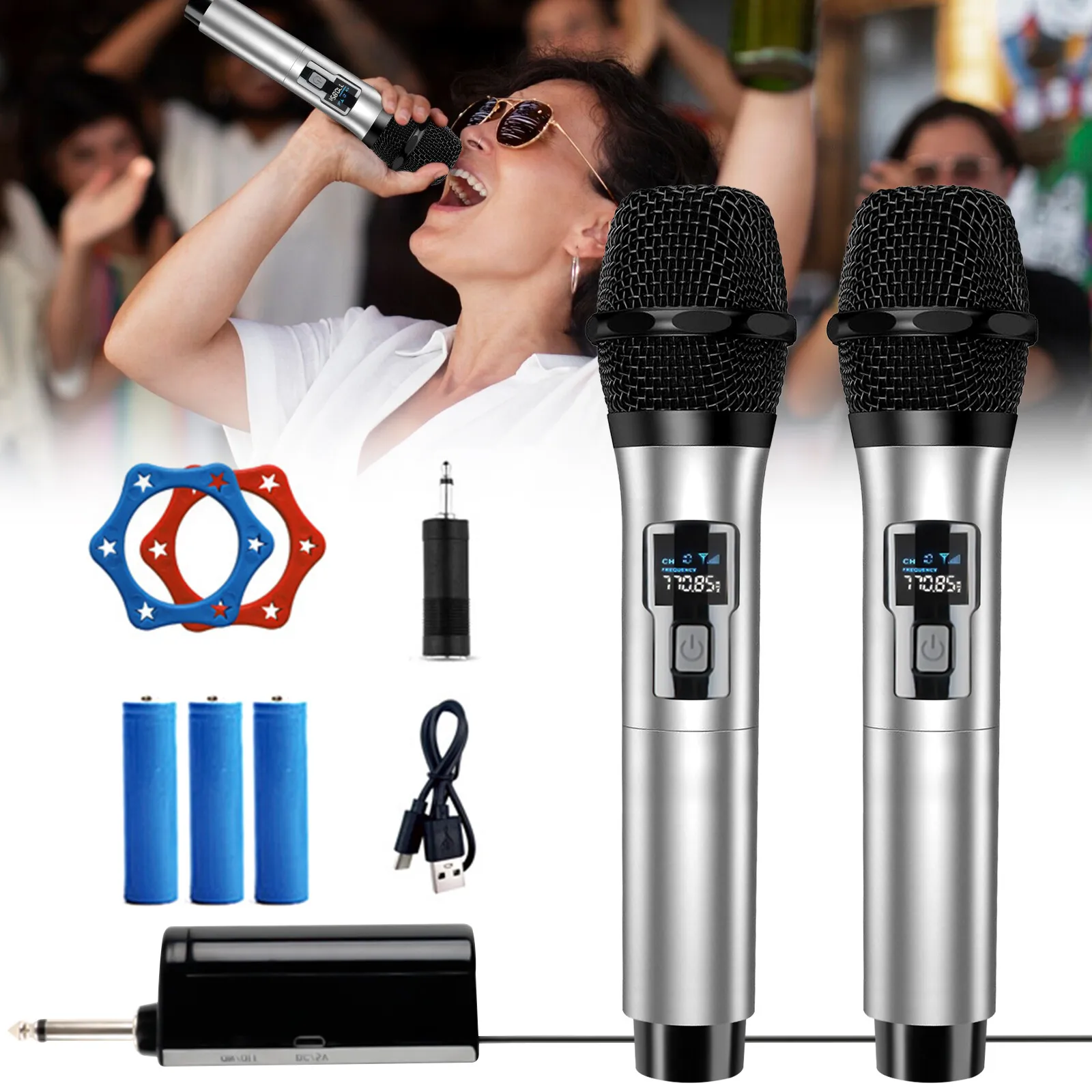 Wireless Microphones, UHF Metal Rechargeable Wireless Microphone ...