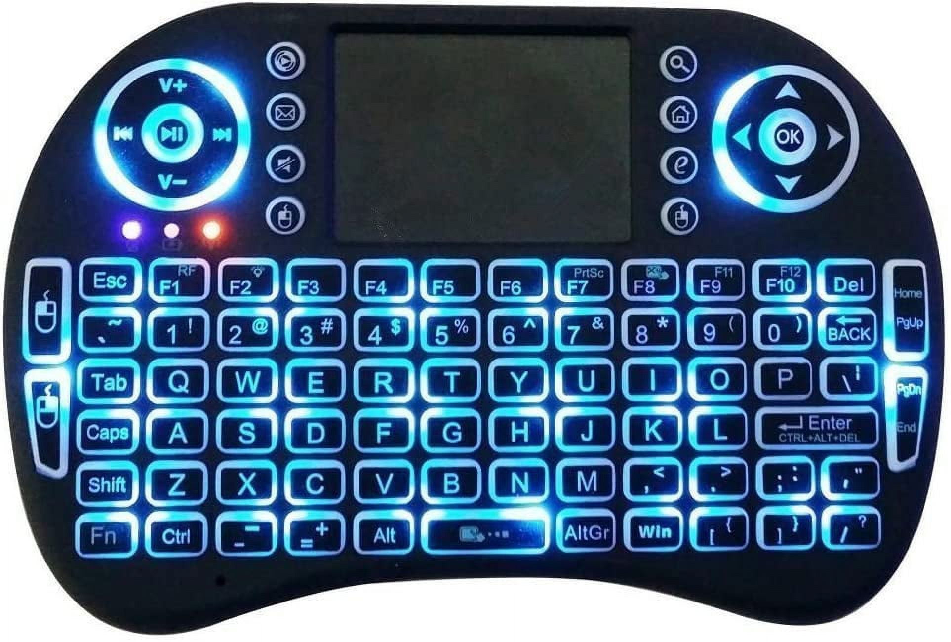 Wlrco Wireless Mini Keyboard Remote Control With Rgb Backlit Black