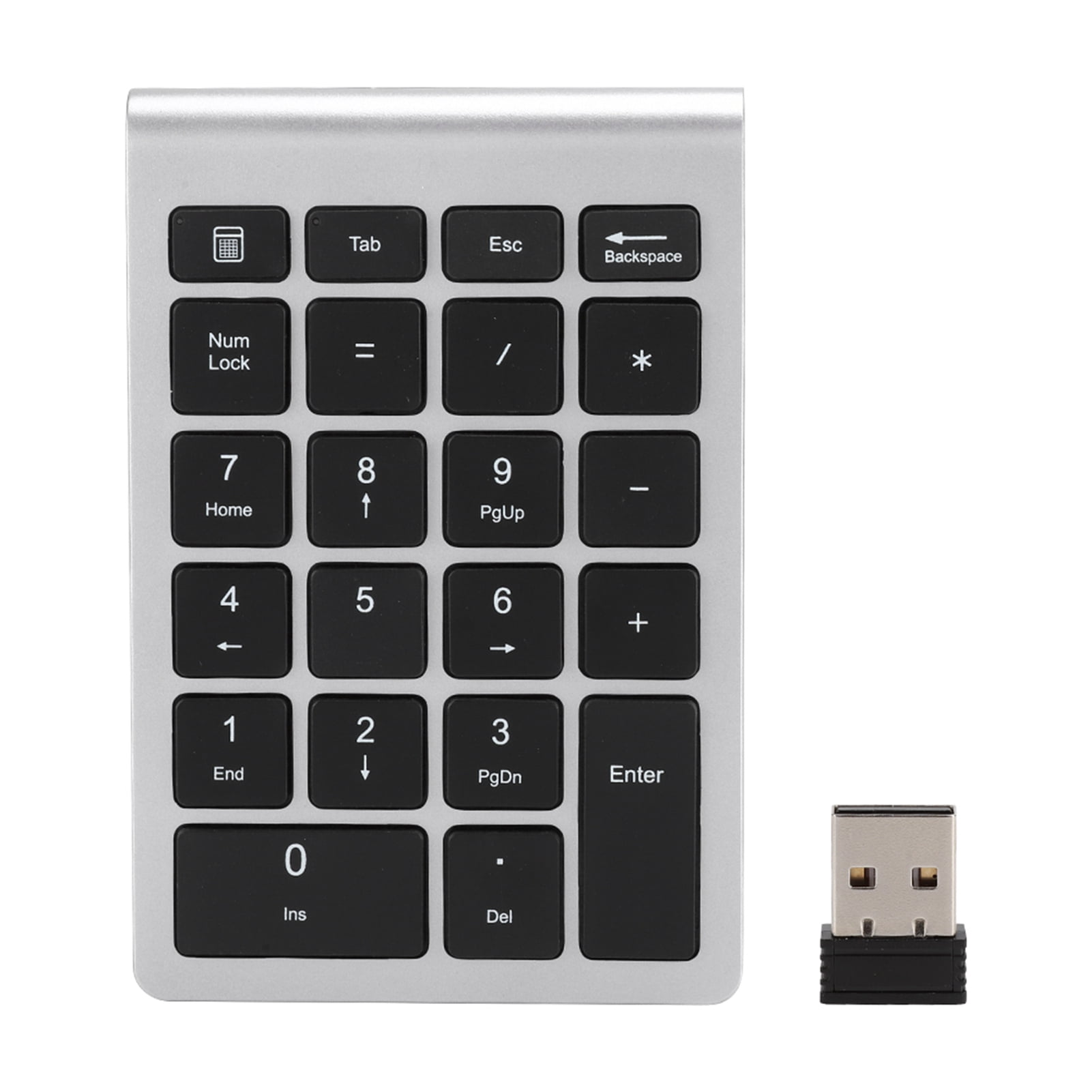 Wireless Mini Keyboard with Numeric Keypad - RF304, 22 Keys, USB 2.4G, Silver Black - Walmart.com