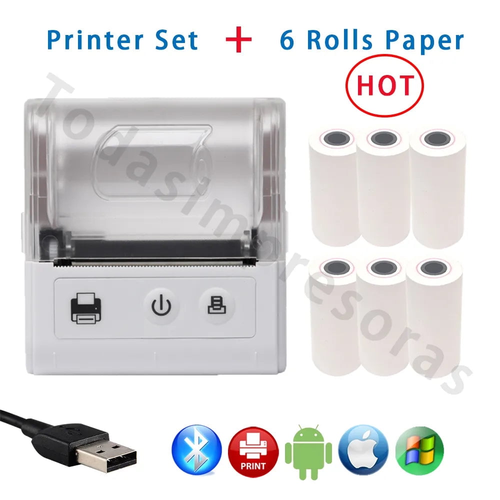 Wireless Mini Thermal Printers Portable Receipt Printer Thermal BT 58mm ...