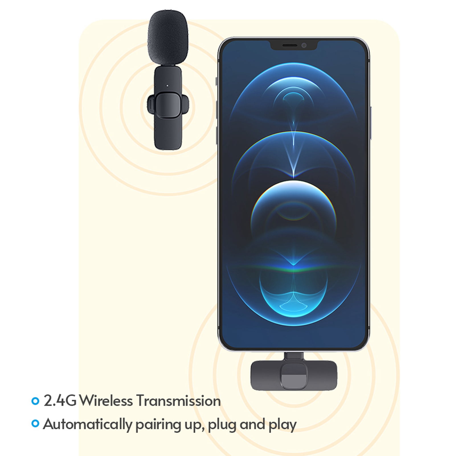 Wireless Mini Wireless Lavalier Microphone Clip-on Omnidirectional Mic ...