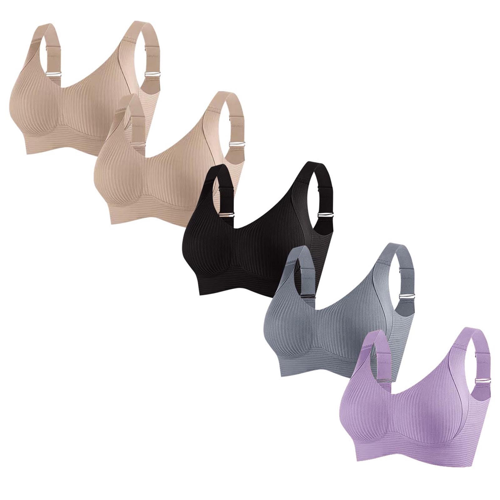 Wireless Minimal Support Everyday Bras - 5Pc Woman's Solid Color ...
