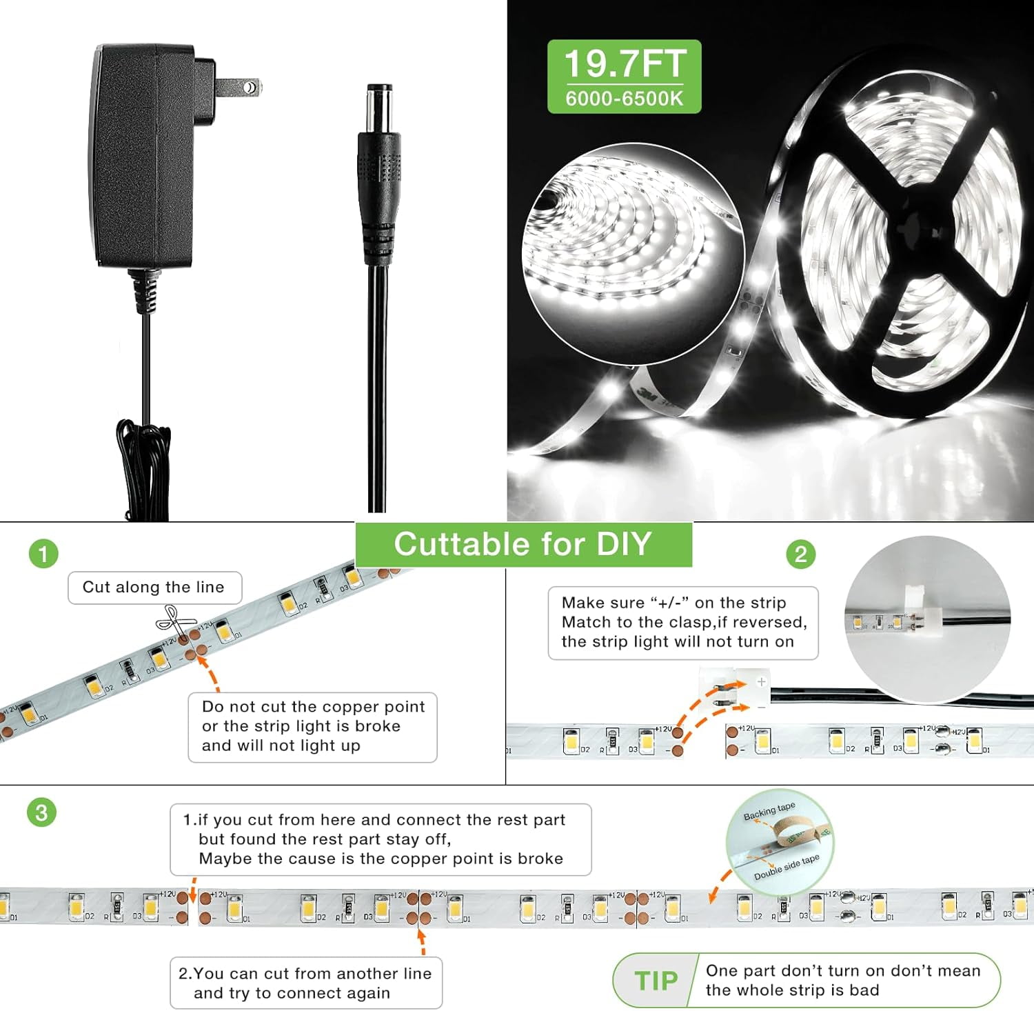 Wireless Motion Activated LED Strip Lights, Cool White (1×Controller+2× ...