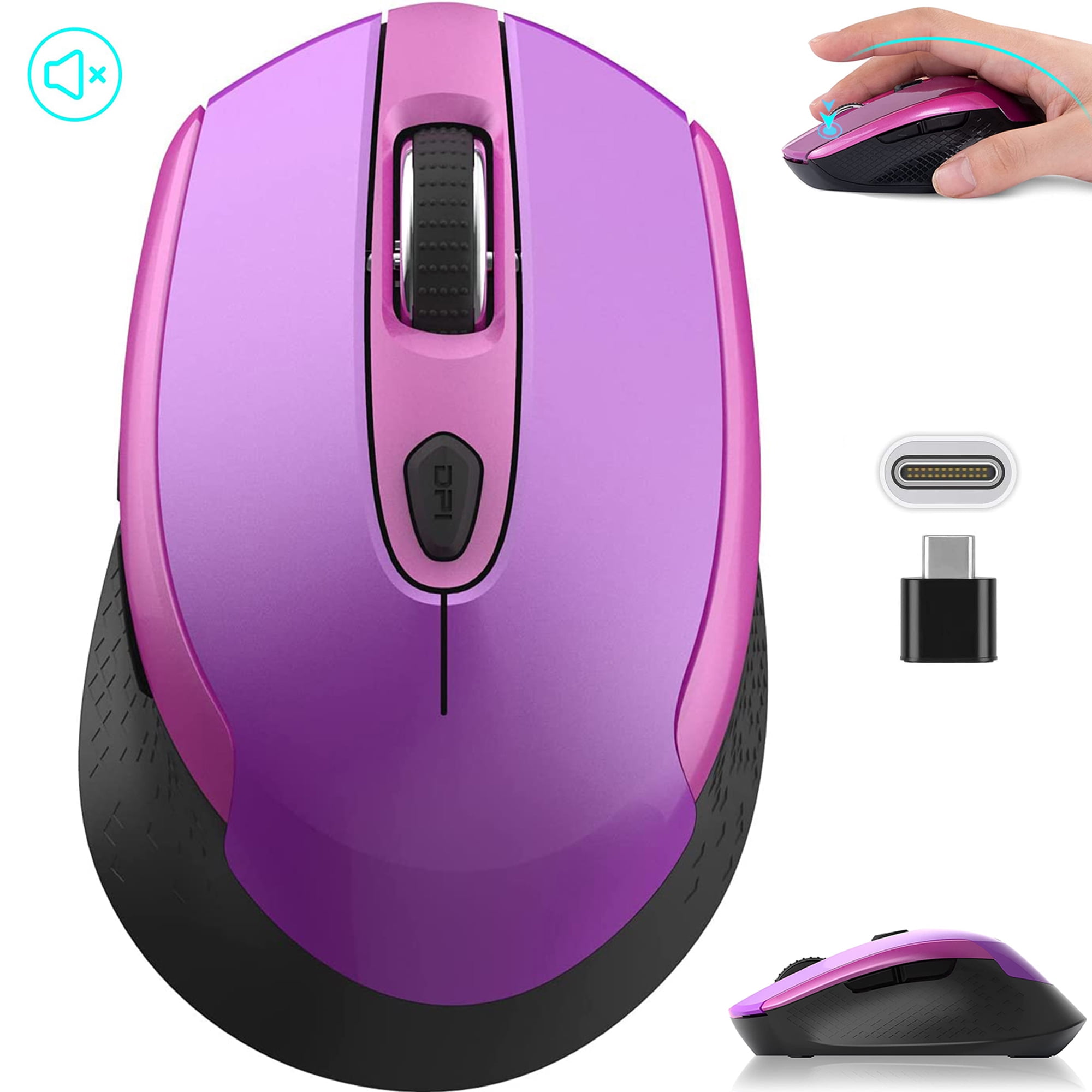 RaceGT Wireless Mouse, USB C, Silent, Portable, 2.4G, 6 Buttons, 3 DPI ...