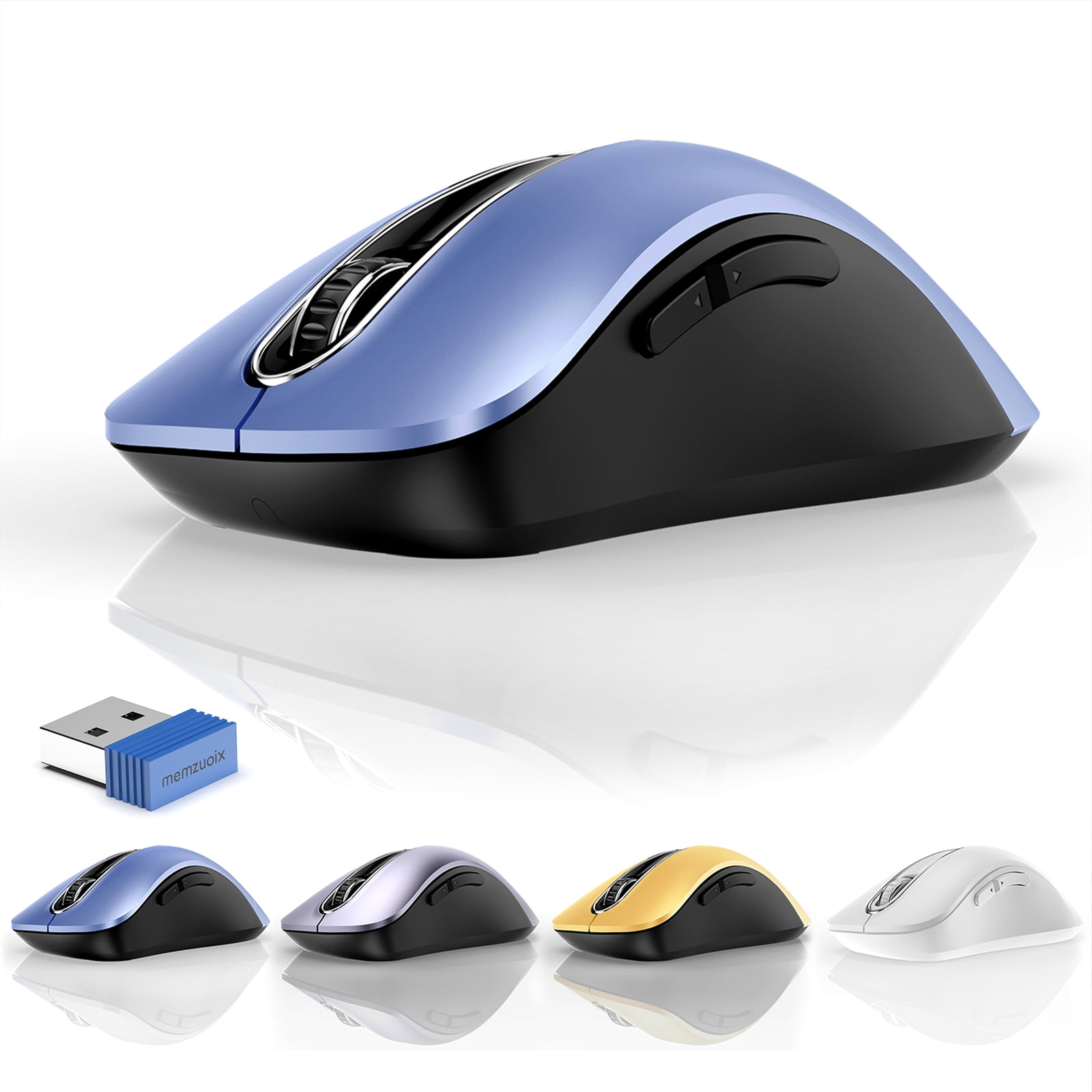 Wireless Mouse, 2.4GHz with USB Mini Receiver, 1200 DPI Optical ...