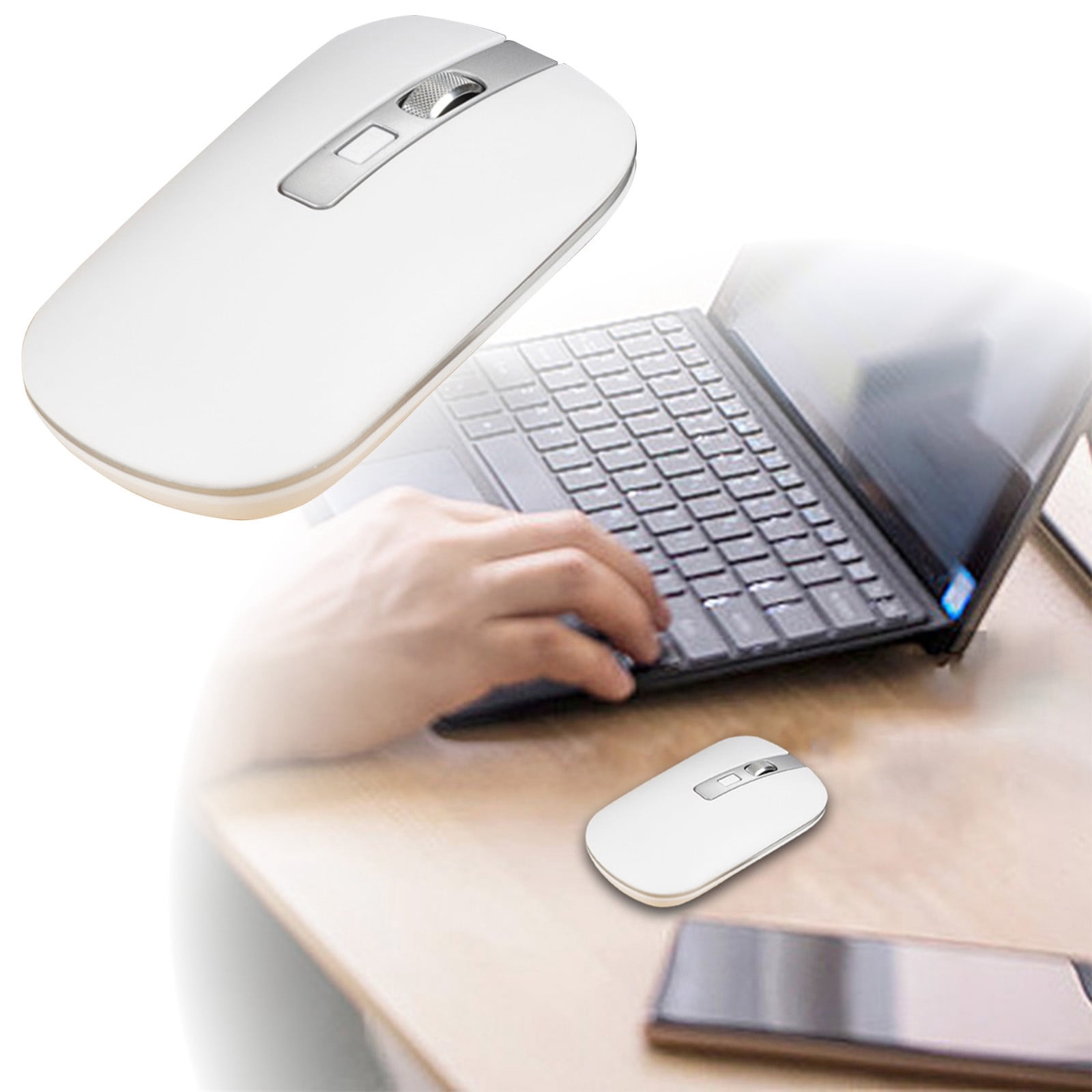 Wireless Mouse, 60-Hrs Play, Large Ergonomic Rechargeable 2.4G Optical ...