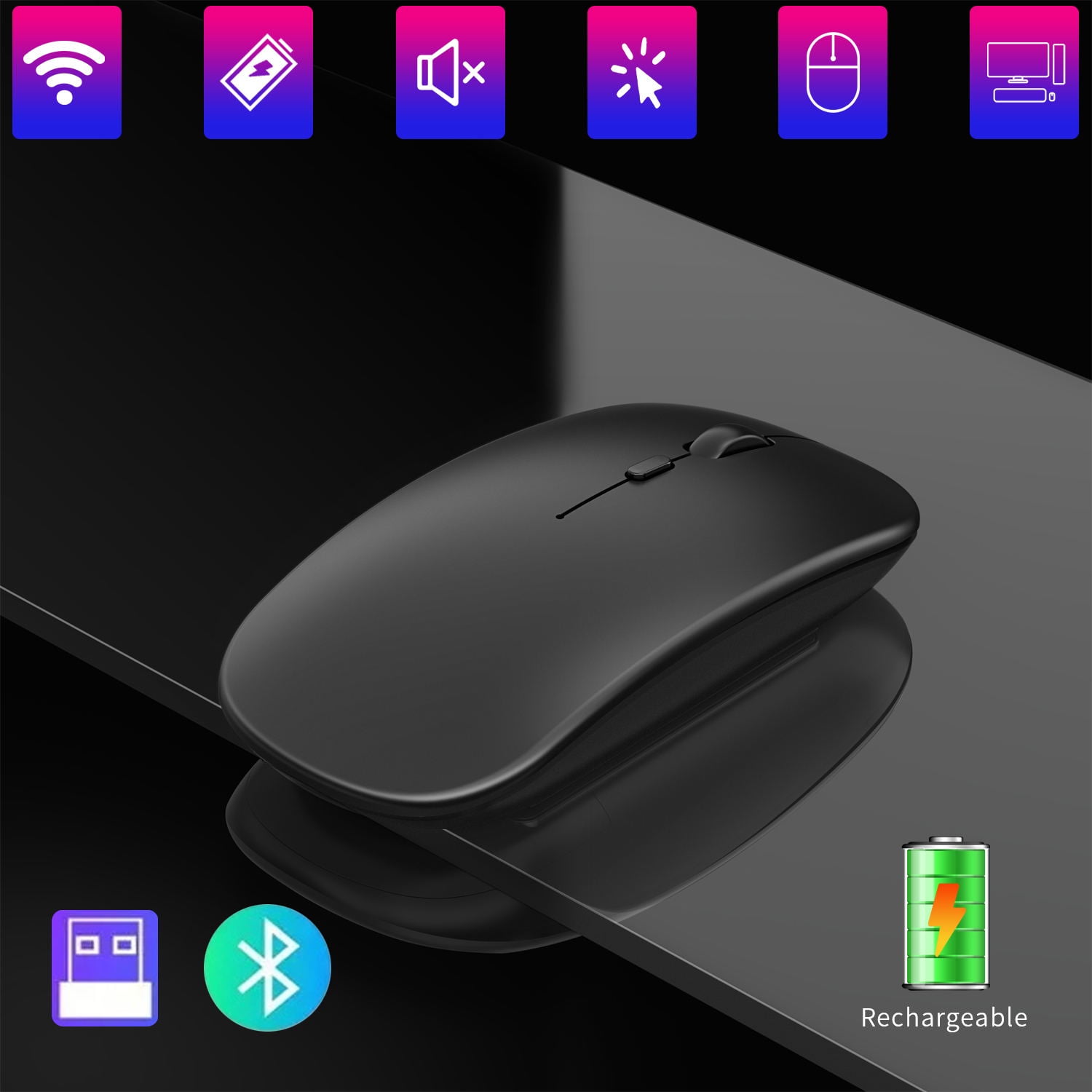 Wireless Mouse Bluetooth Rechargeable Mouse Wireless Computer Silent ...