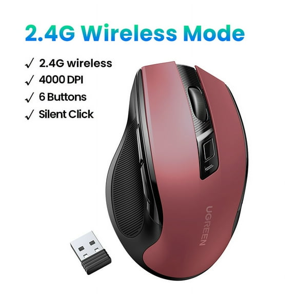 Wireless Mouse Bluetooth5.0 Mouse Ergonomic 4000DPI 6 Mute Buttons ...