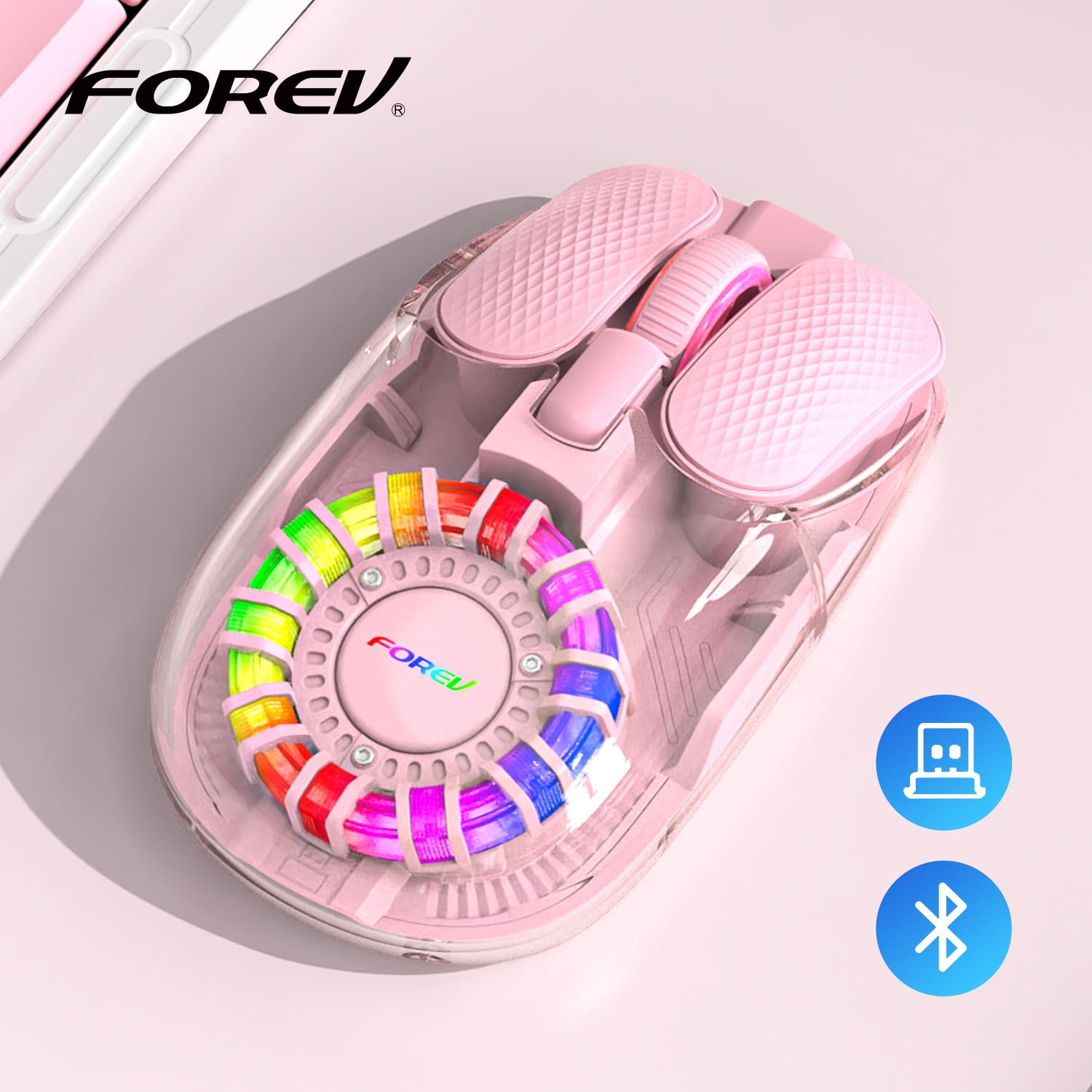 Wireless Mouse Dual Mode RGB Transparent Esports Bluetooth Mouse ...