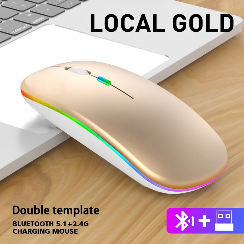 Wireless Mouse For Laptop PC Bluetooth RGB Rechargeable Mouses Wireless ...
