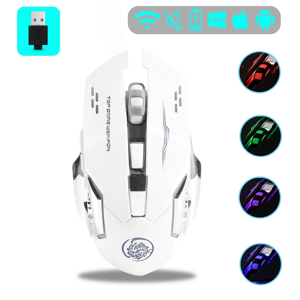 Wireless Mouse Gaming Computer Silent Rechargeable Bluetooth Mouse USB ...