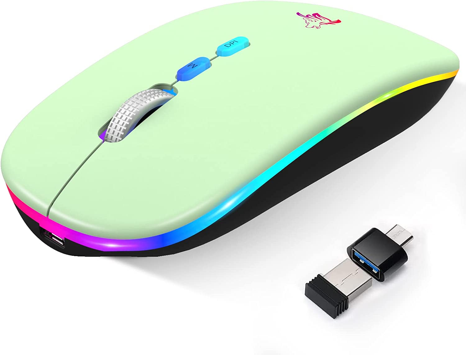 Wireless Mouse Led Slim Rechargeable Bluetooth Mouse, Ergonomic Design ...