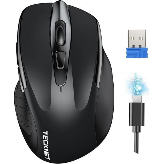Wireless Mouse Rechargeable, 2.4G USB-A Silent Mouse, Quiet Click, 6 ...