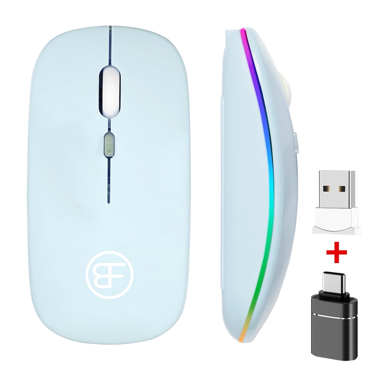 Wireless Mouse Rechargeable RGB Mice Wireless Computer Mouse LED ...