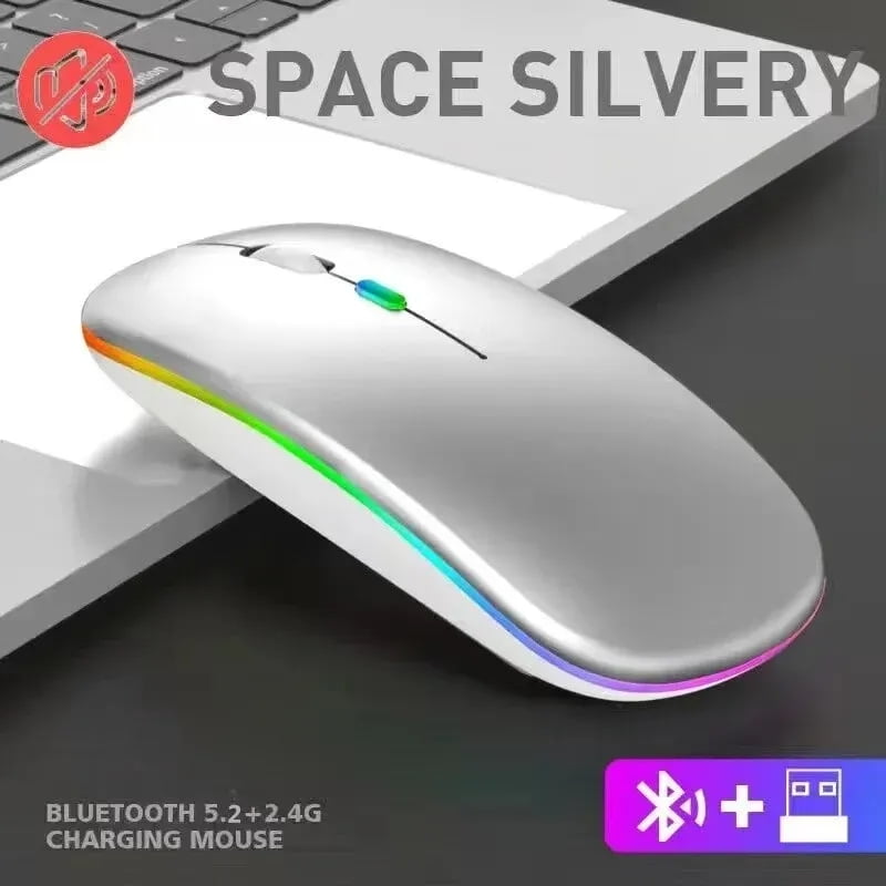 Wireless Mouse Rechargeable Silent LED Backlit Mice PC Laptop Computer ...