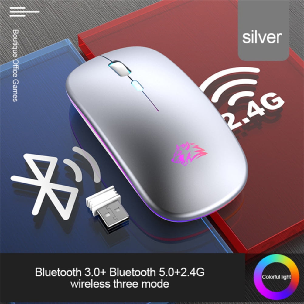 Wireless Mouse USB Rechargeable Bluetooth Silent Gaming Mouse for PC ...
