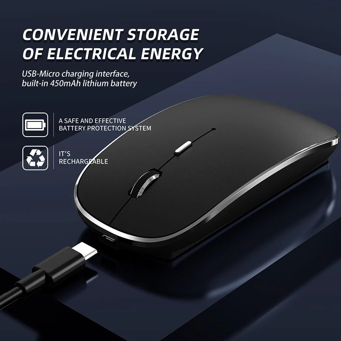 Wireless Mouse for Laptop, 2.4 GHz Cordless Mouse with USB/USB-C Dual ...