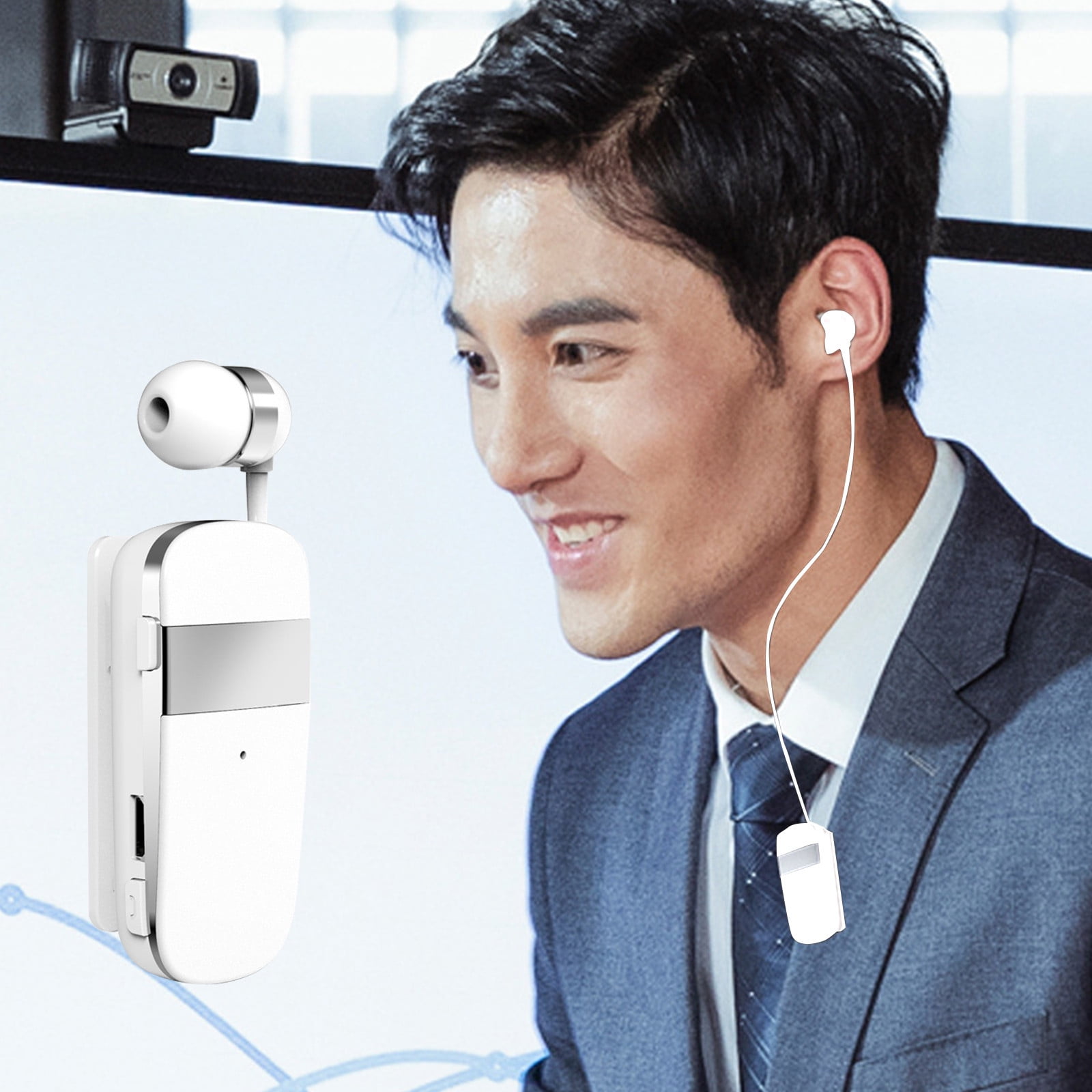 Wireless Music Bluetooth Headphones With Retractable Collar Clip Type ...