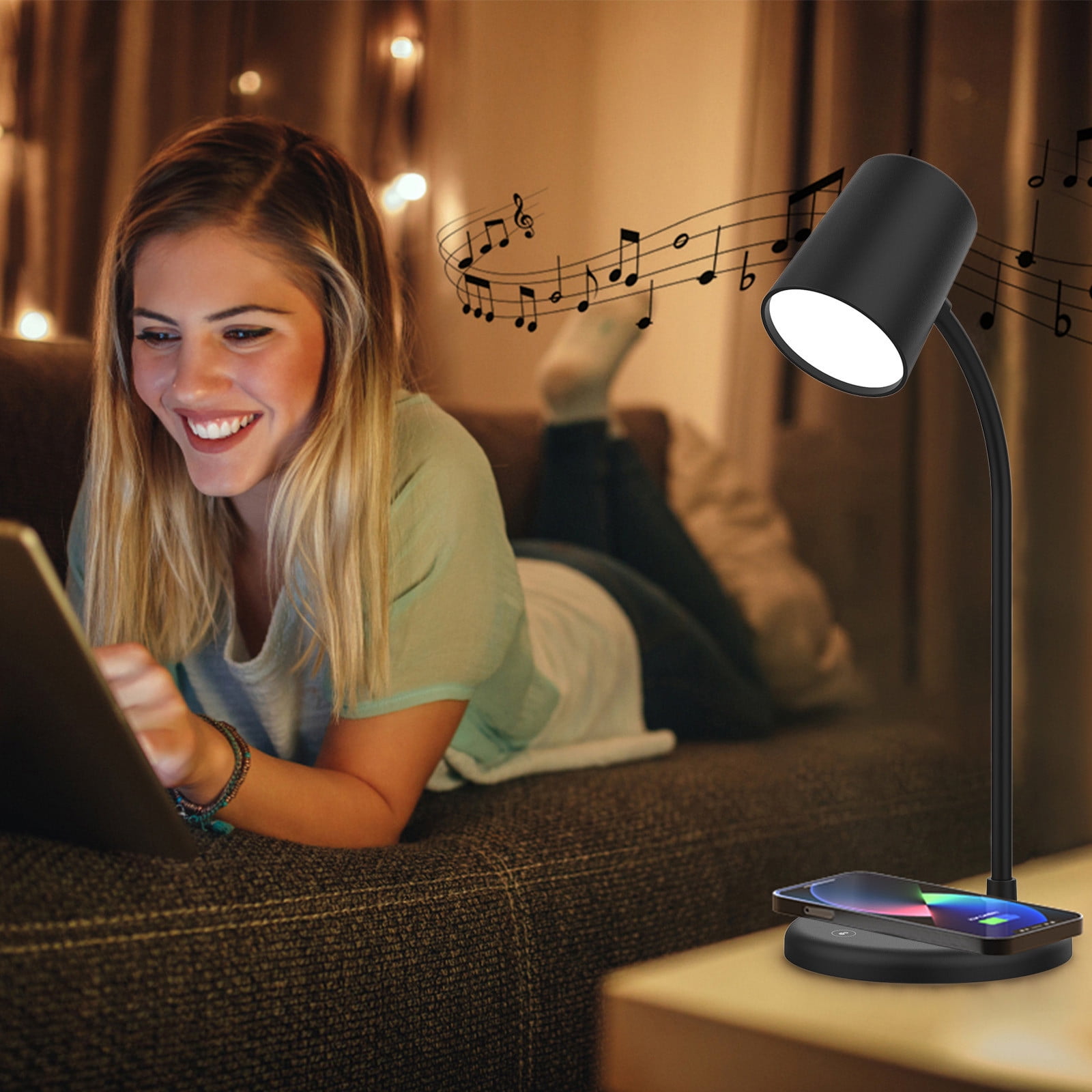 Wireless Musical Table Lamp Charging Bluetooth Speaker Three In One LED ...