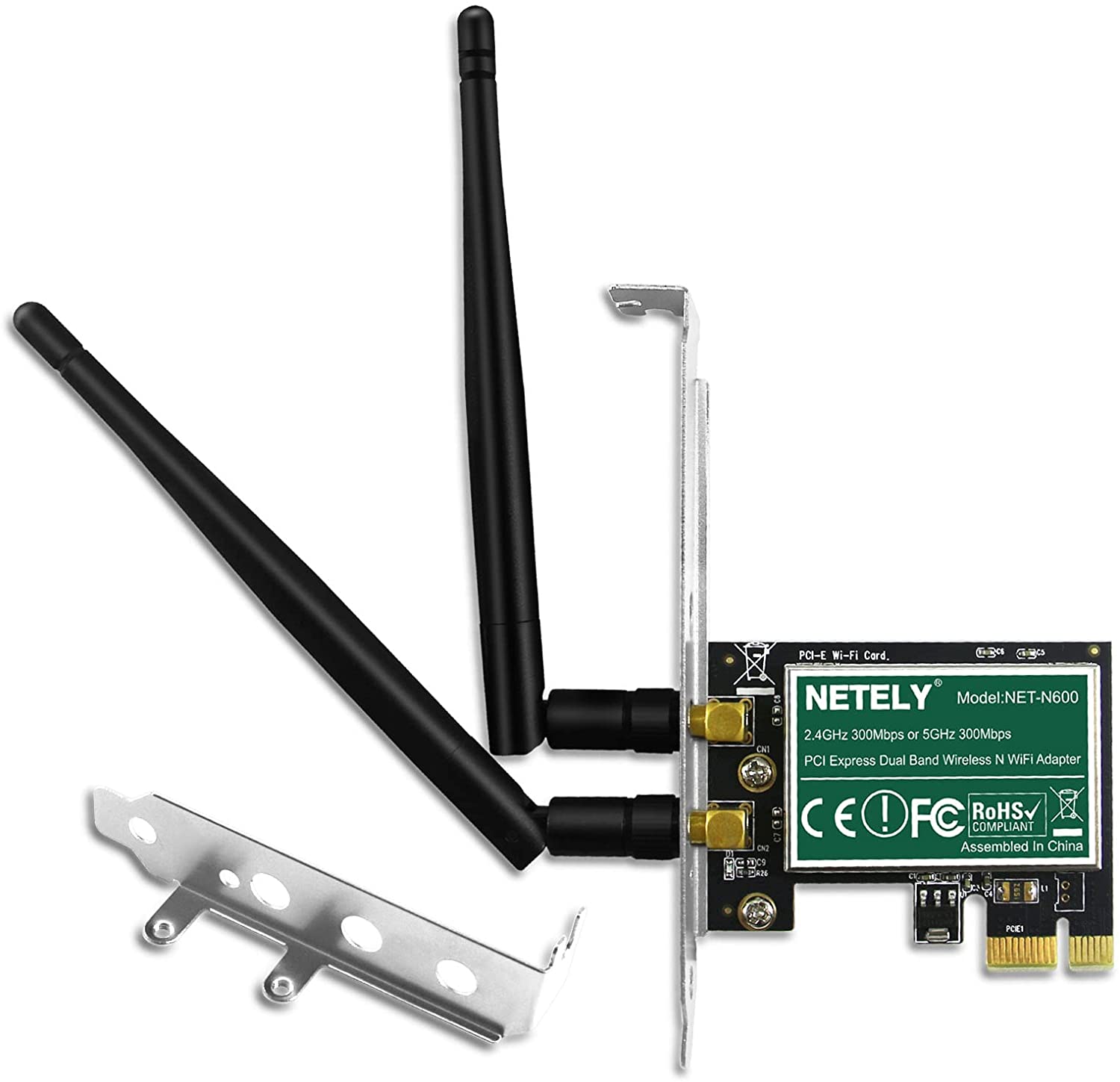 Wireless N Dual Band 600Mbps 2-Stream PCIE WiFi Adapter for Desktop PCs ...