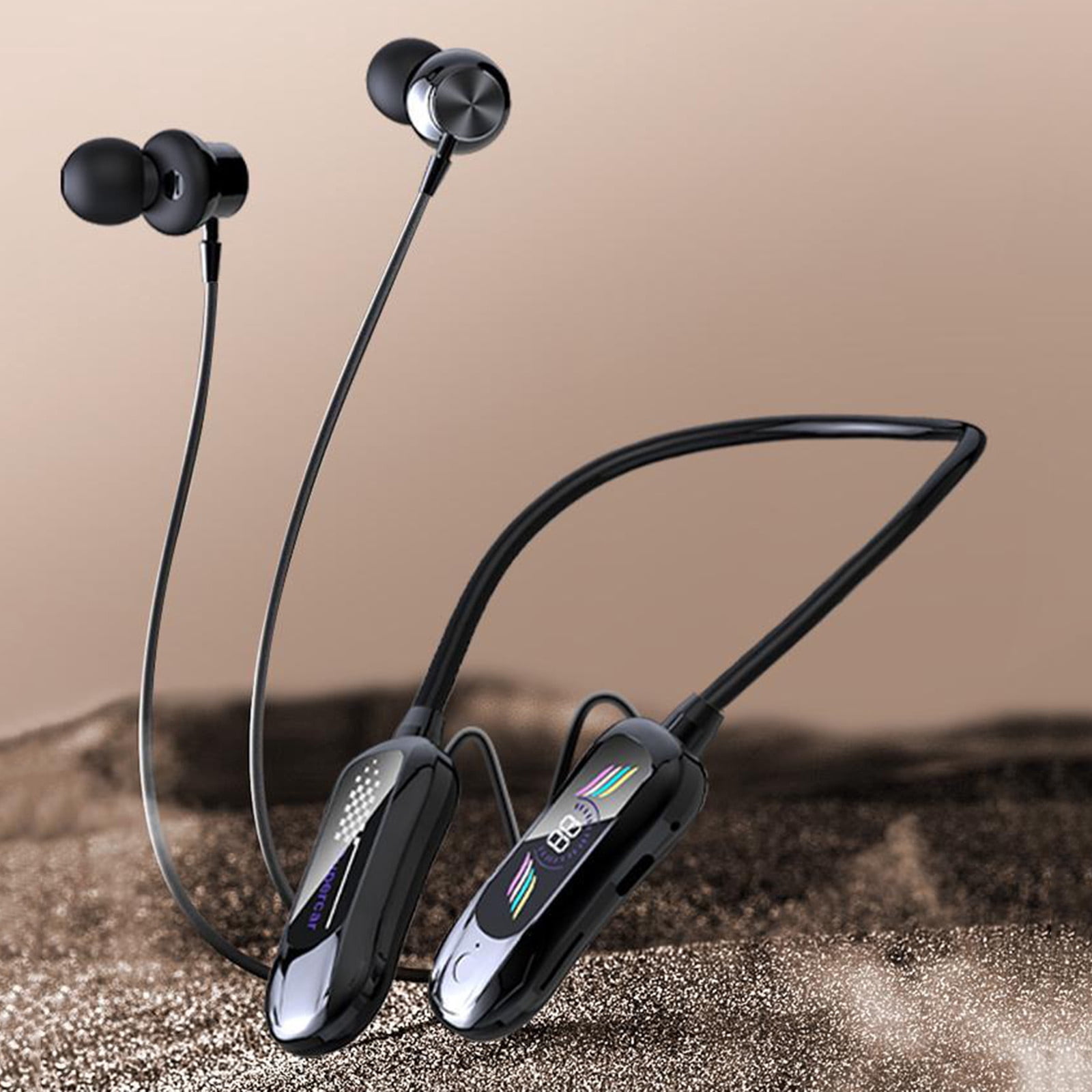Wireless Neckband Earphones, Digital Display Neckband Headphones ...
