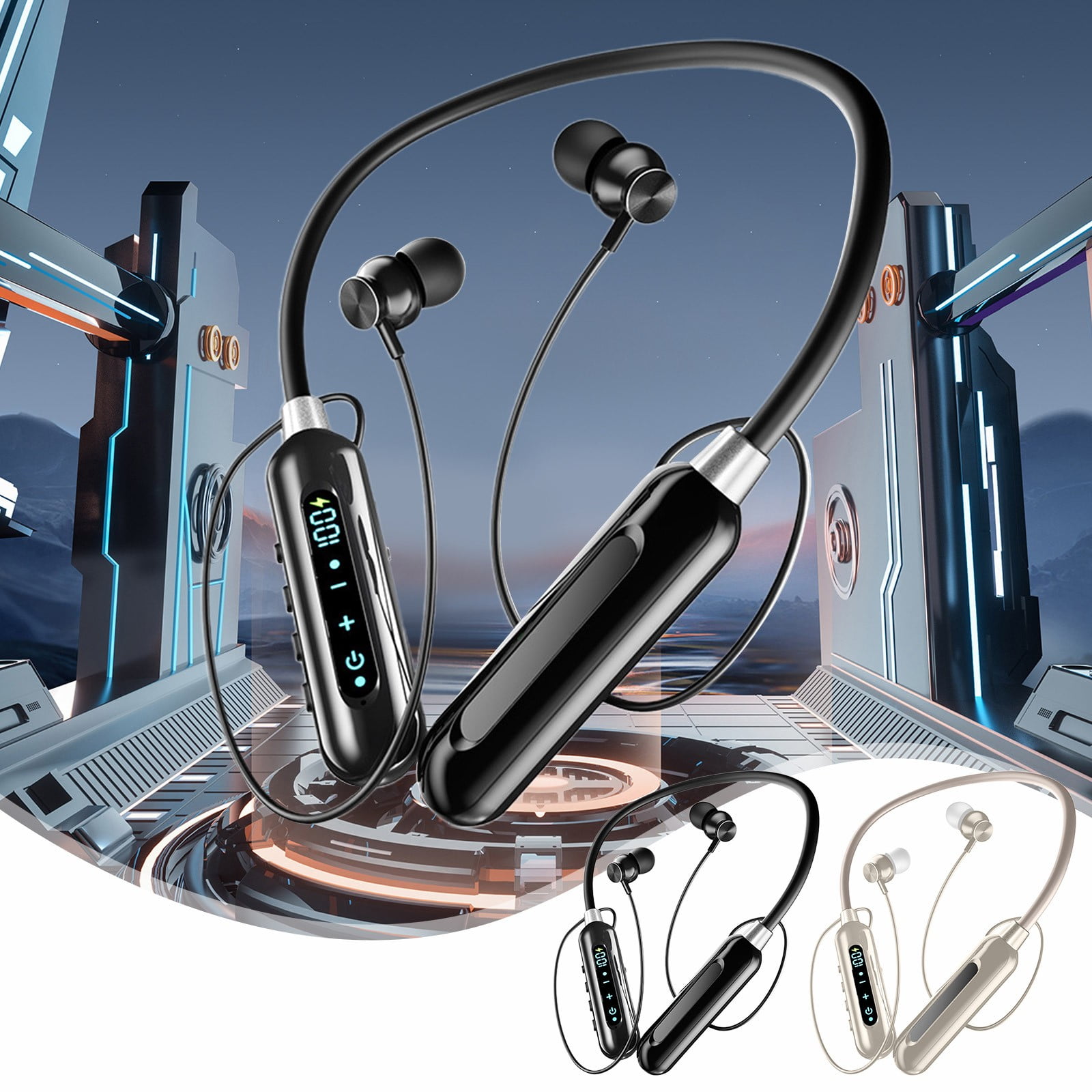 Wireless Neckband Headphones Clearance under $5 kkbbma Hanging Neck ...