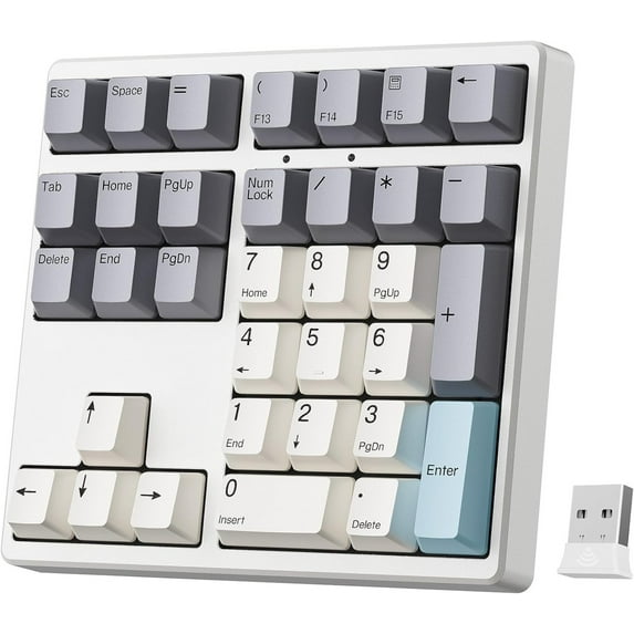 Wireless Number Pad, Hot Swappable Mechanical Numpad,34 Keys 2.4GHz ...