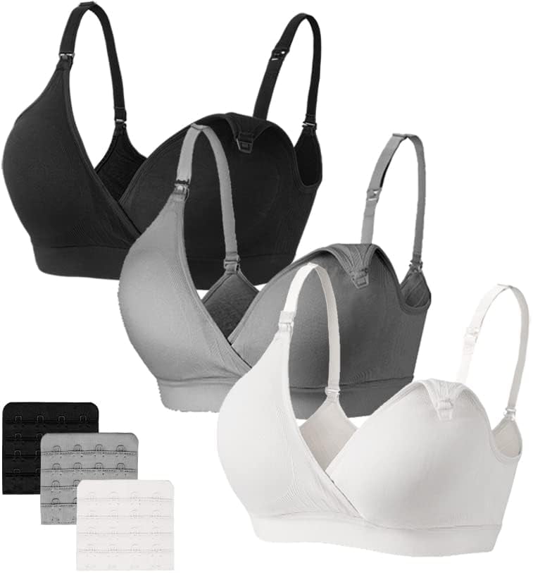 Wireless Nursing Bras for Breastfeeding 3 Pack Maternity Bras for ...