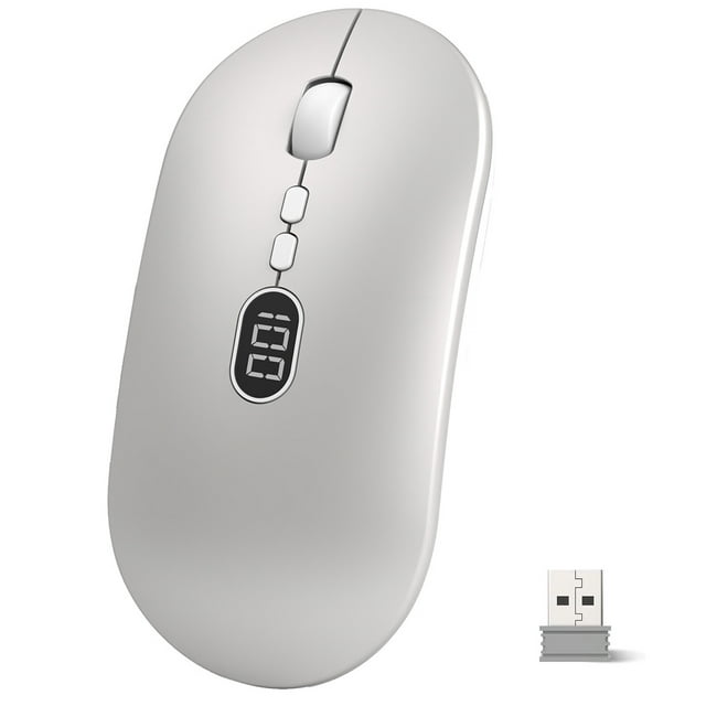 Wireless Office Mouse with Battery Level Visible, Ultra Slim 2.4G ...