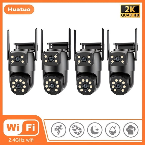Wireless Outdoor Security Camera 2K Dual Lens, Auto Rotation Pan Tilt ...