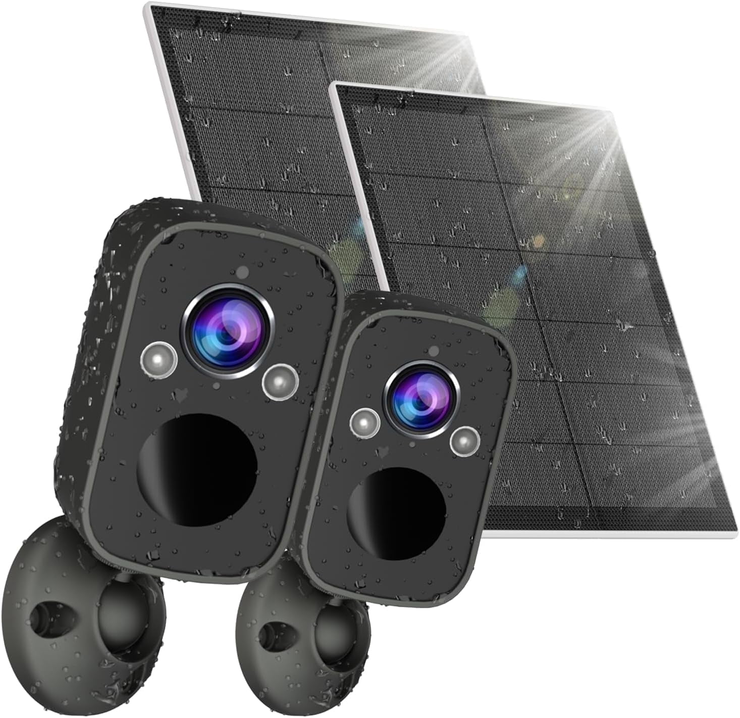 2Pack Solar Powered Camera Outdoor Wireless, 2K Cameras for Home ...