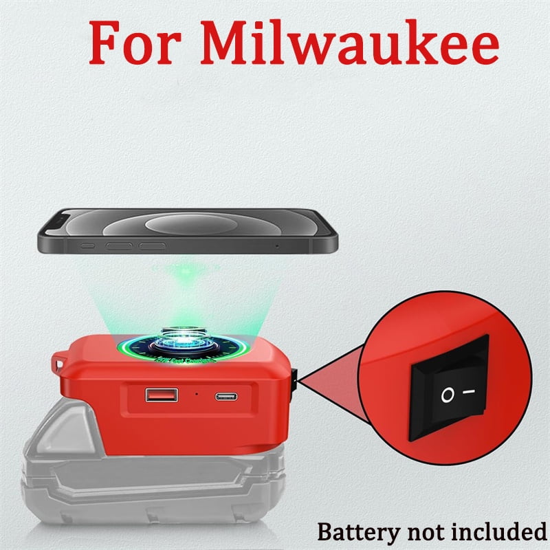 Wireless Phone Charger For Milwaukee 18V Li-ion Battery USB Adapter ...