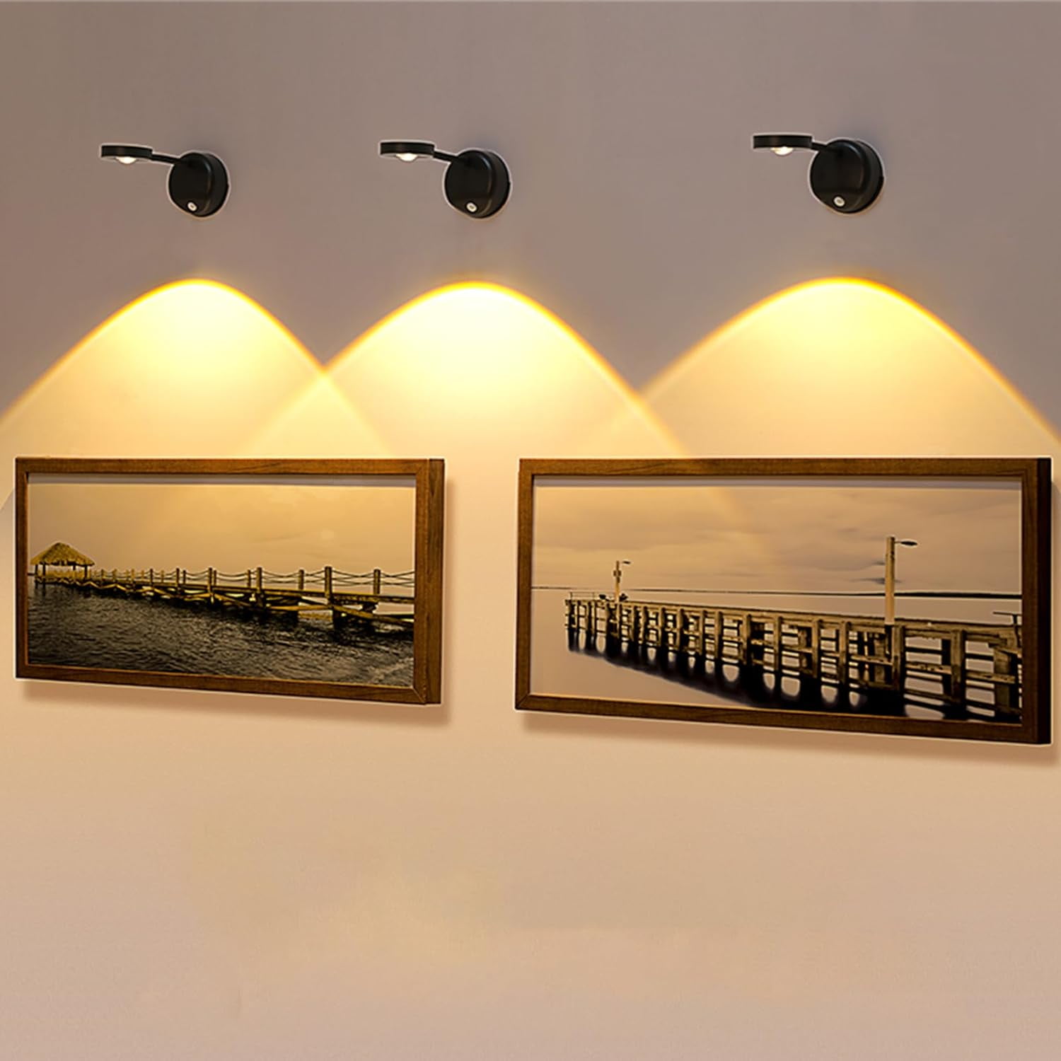 Yuewilai Motion Sensor Picture LED Light Stepless Dimming Black Battery ...