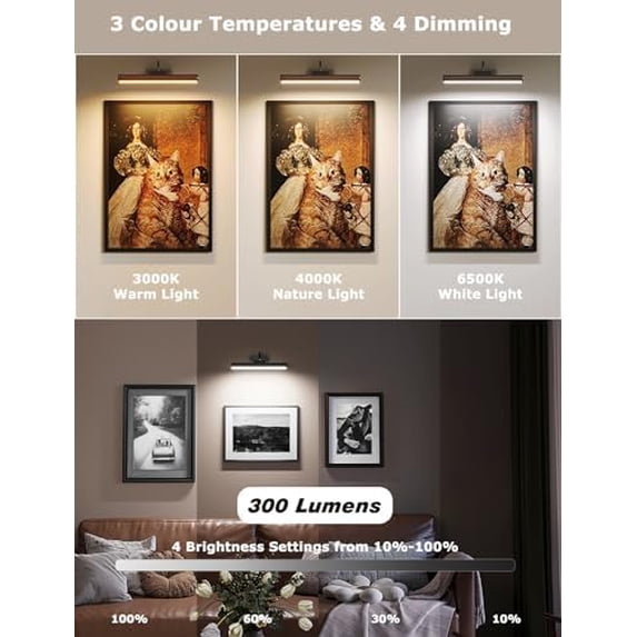 Wireless Picture Light with Remote, Battery Operated Wall Sconce ...