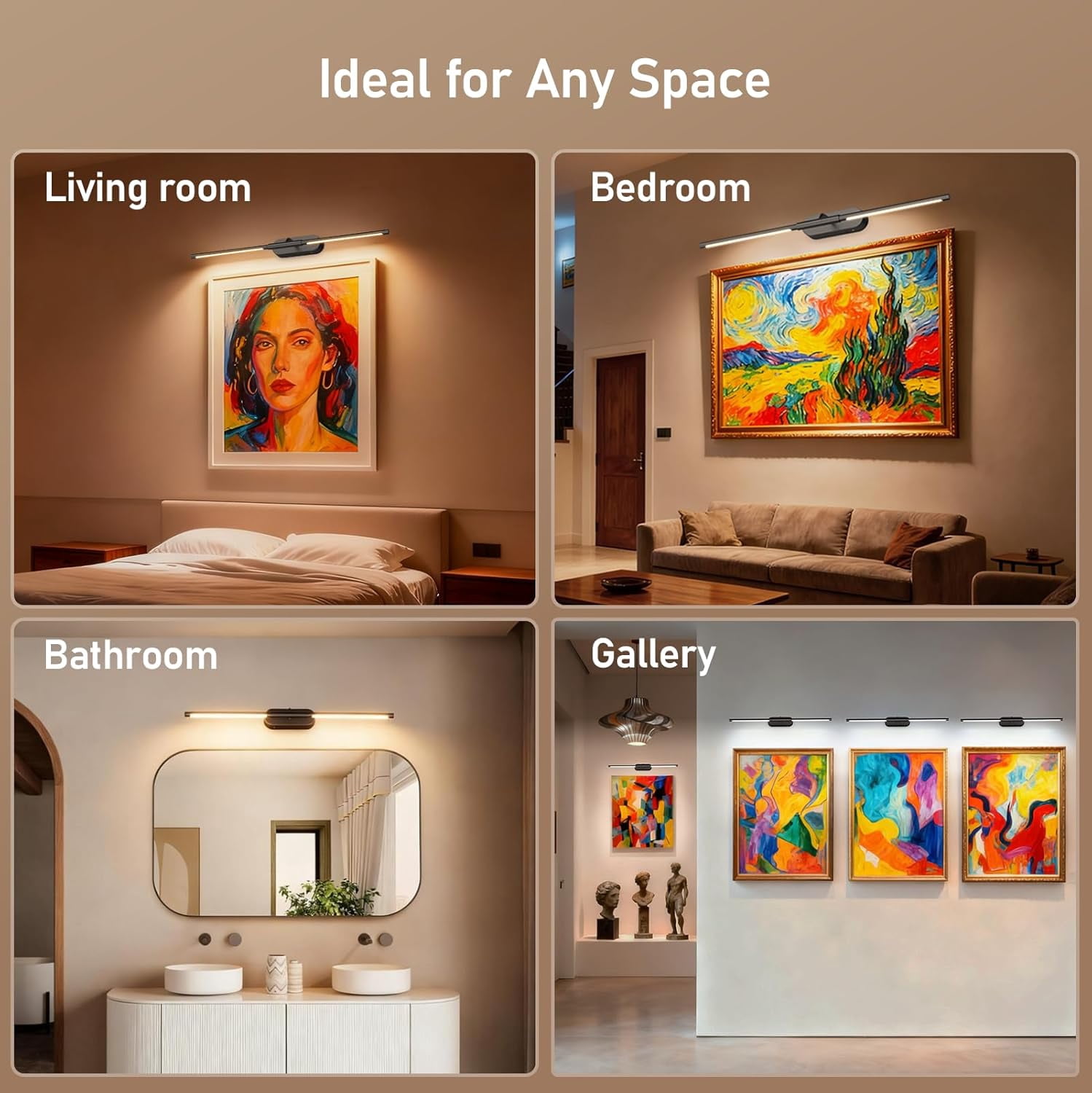 Wireless Picture Light for Wall: 24" Rechargeable Art Light with Remote ...