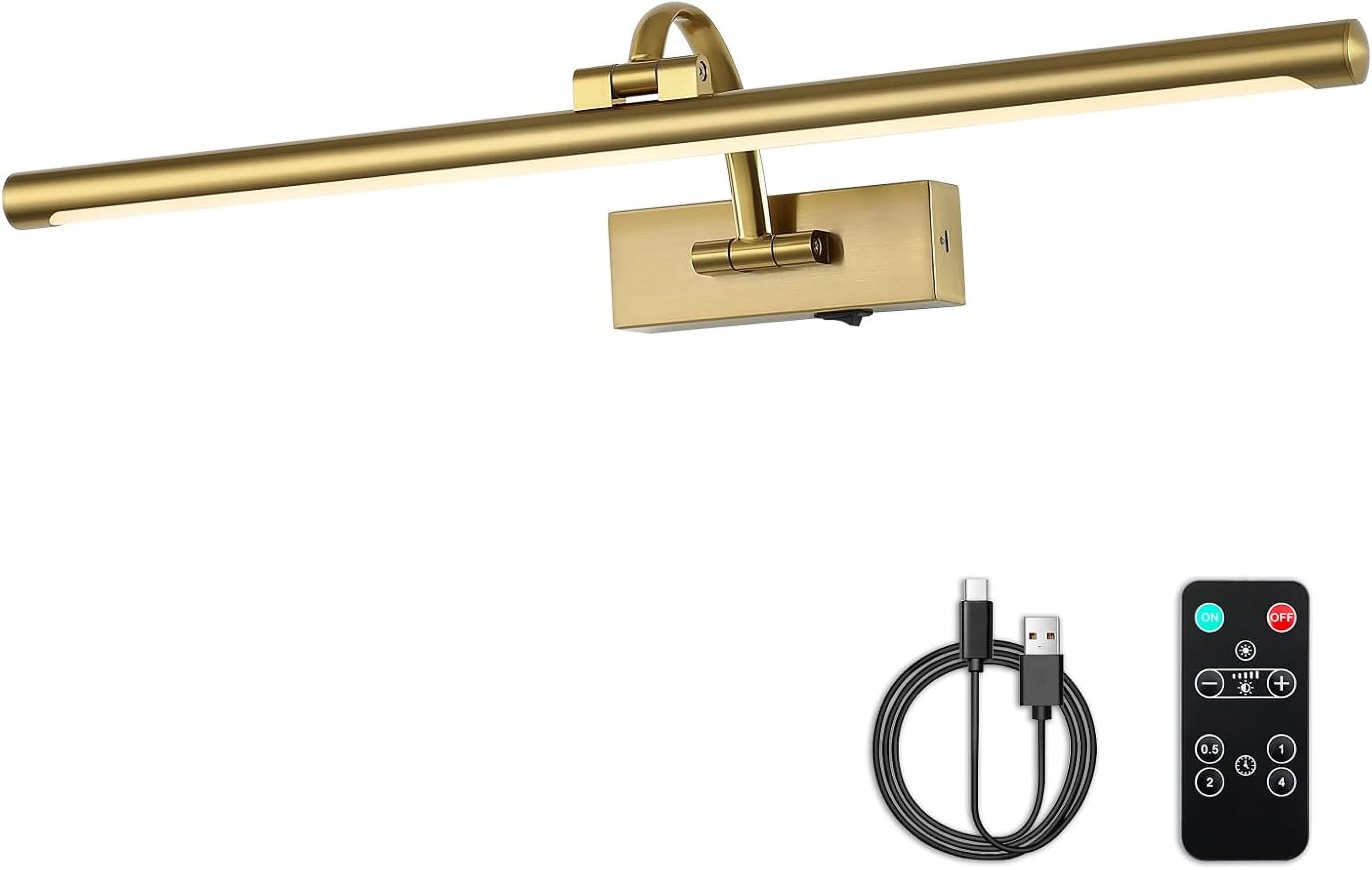 Wireless Picture Lights with Remote and Timer Rechargeable Brass ...
