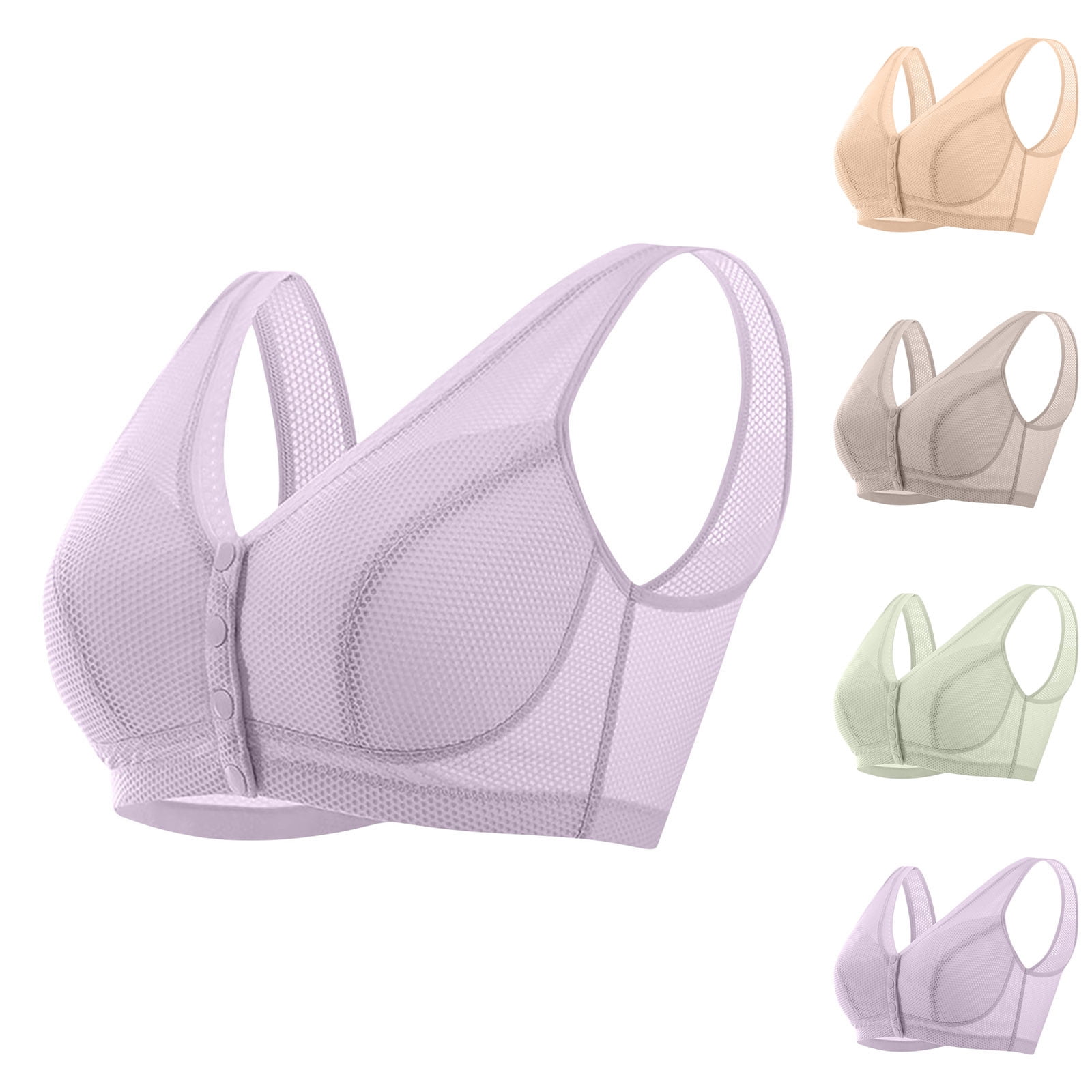 Wireless Plus Size Bra for Women – Front Closure Comfort Bra with ...