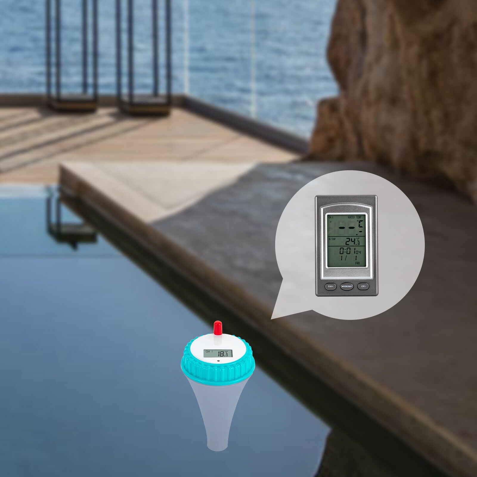 Wireless Pool Thermometer Spa Swimming Pools Temperature Meters with ...