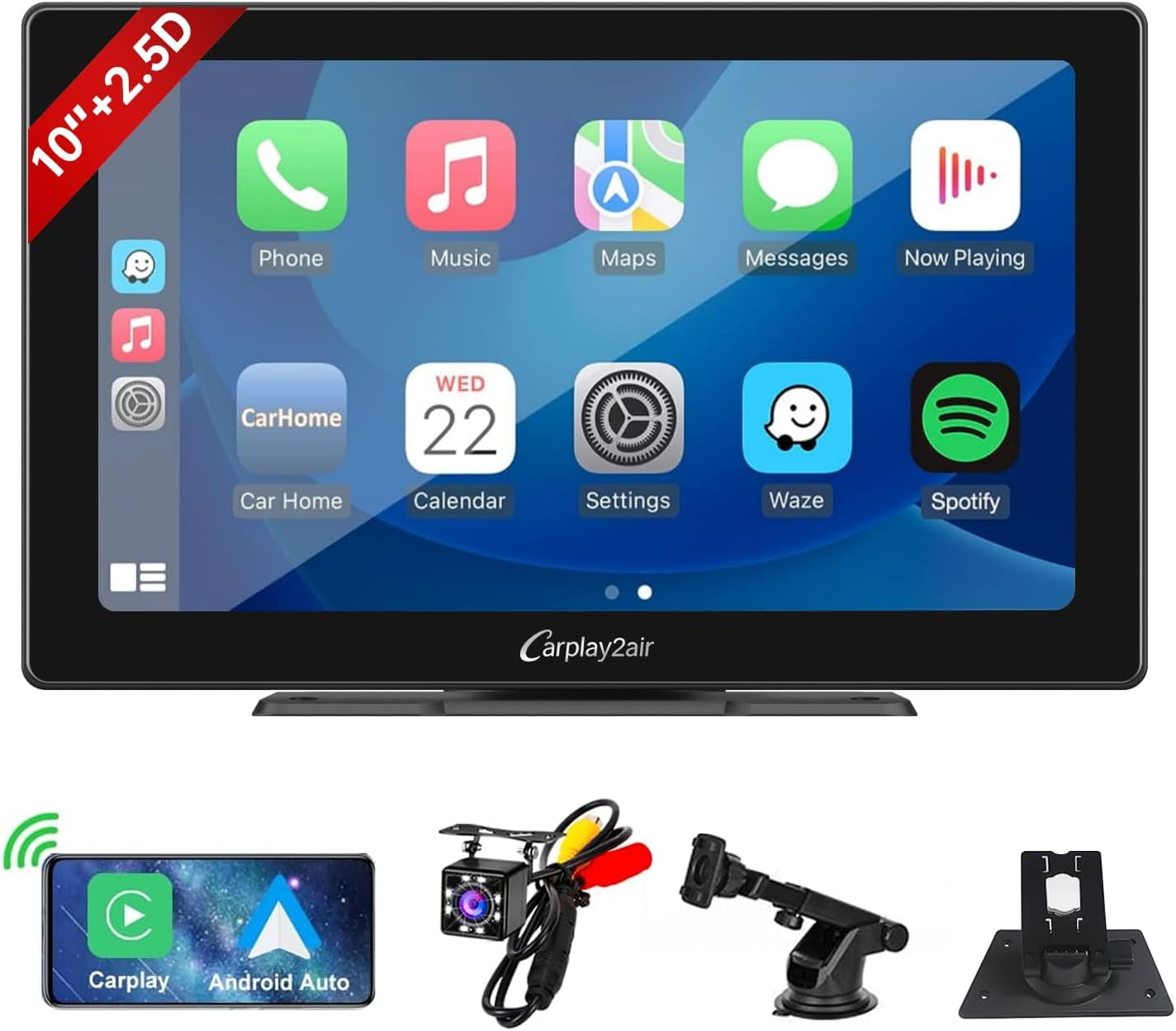 Wireless Portable Apple Carplay Screen And Android Auto Screen, 10 ...