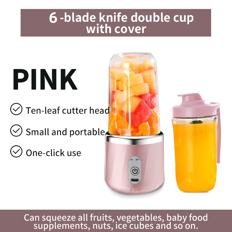 Wireless Portable Blender 300ML Double Cup 6 Blades Electric Juicer ...