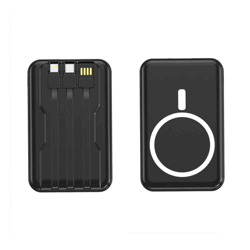 Wireless Portable Charger, 10000mAh Magnetic Power Bank with 4 Cables ...