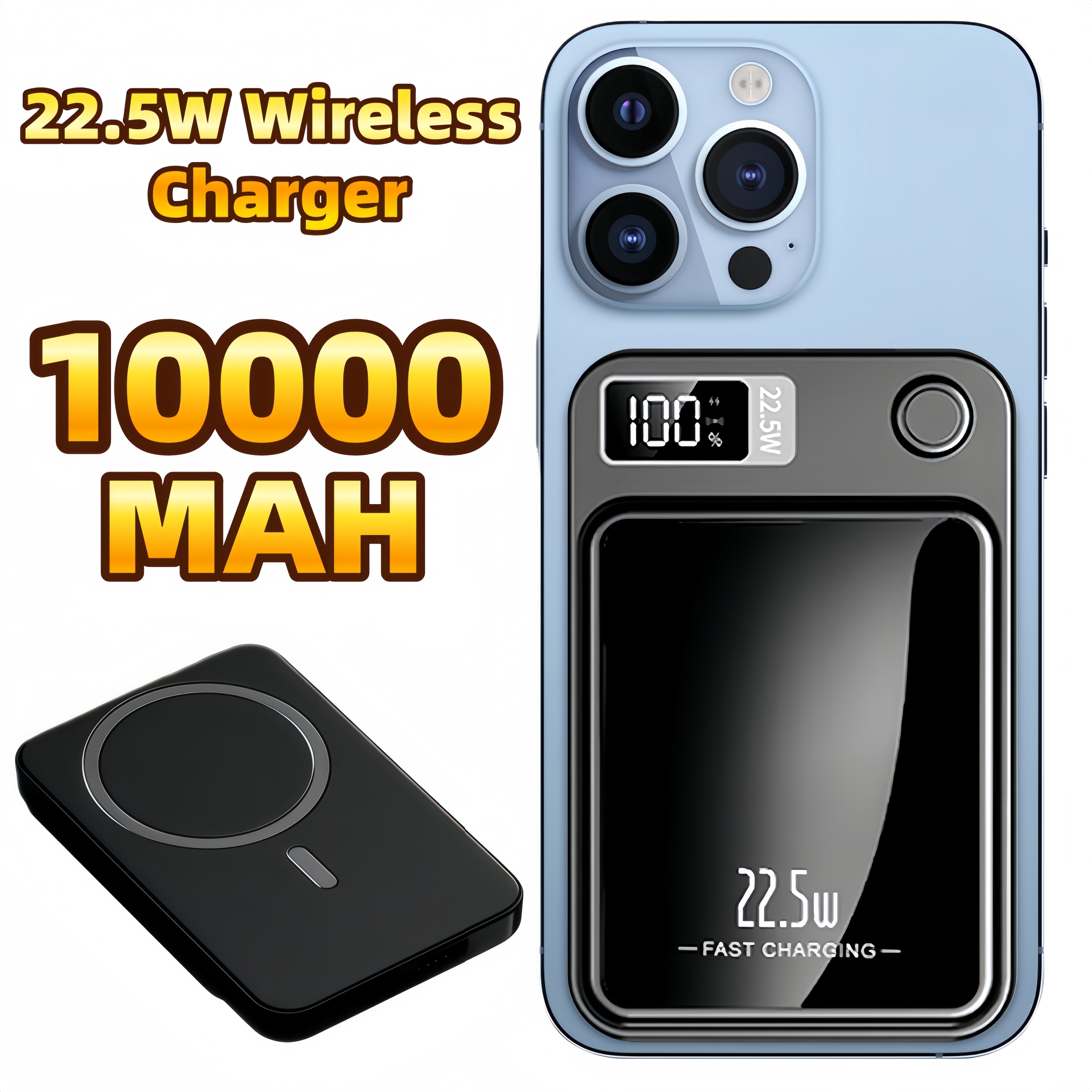 Wireless Portable Charger with LED Power Display, 10000mAh 22.5W Fast ...