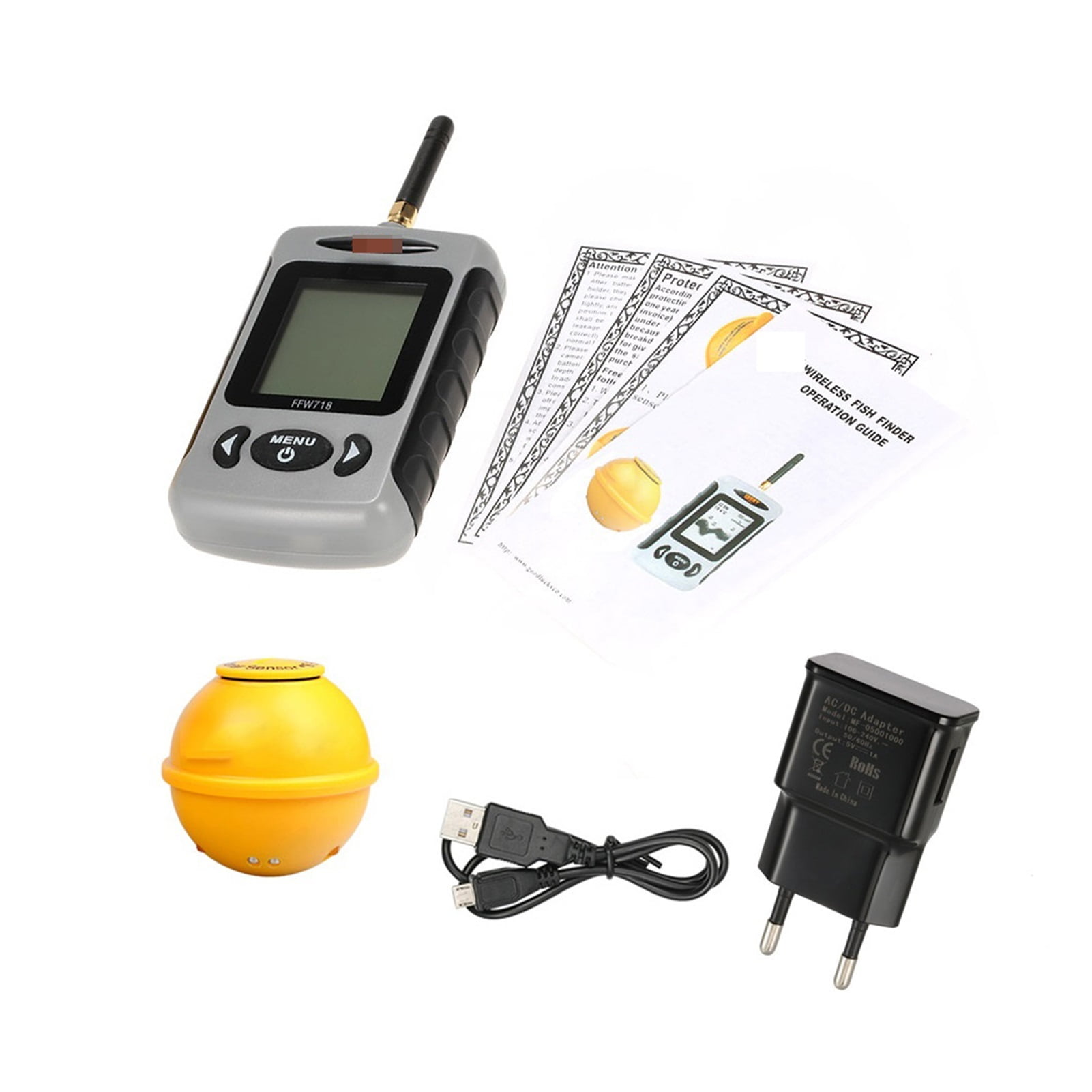 Wireless Portable Fish Finder 45M/135FT Sonar Sensor Depth Sounder ...