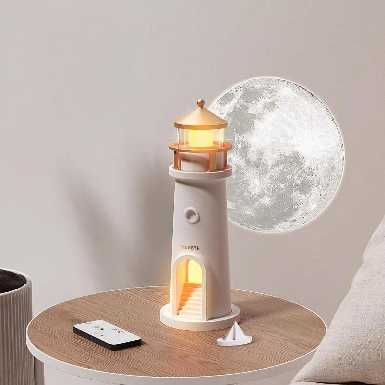 Wireless Portable Moon Lighthouse Lamp with Remote Control, Moon Light ...