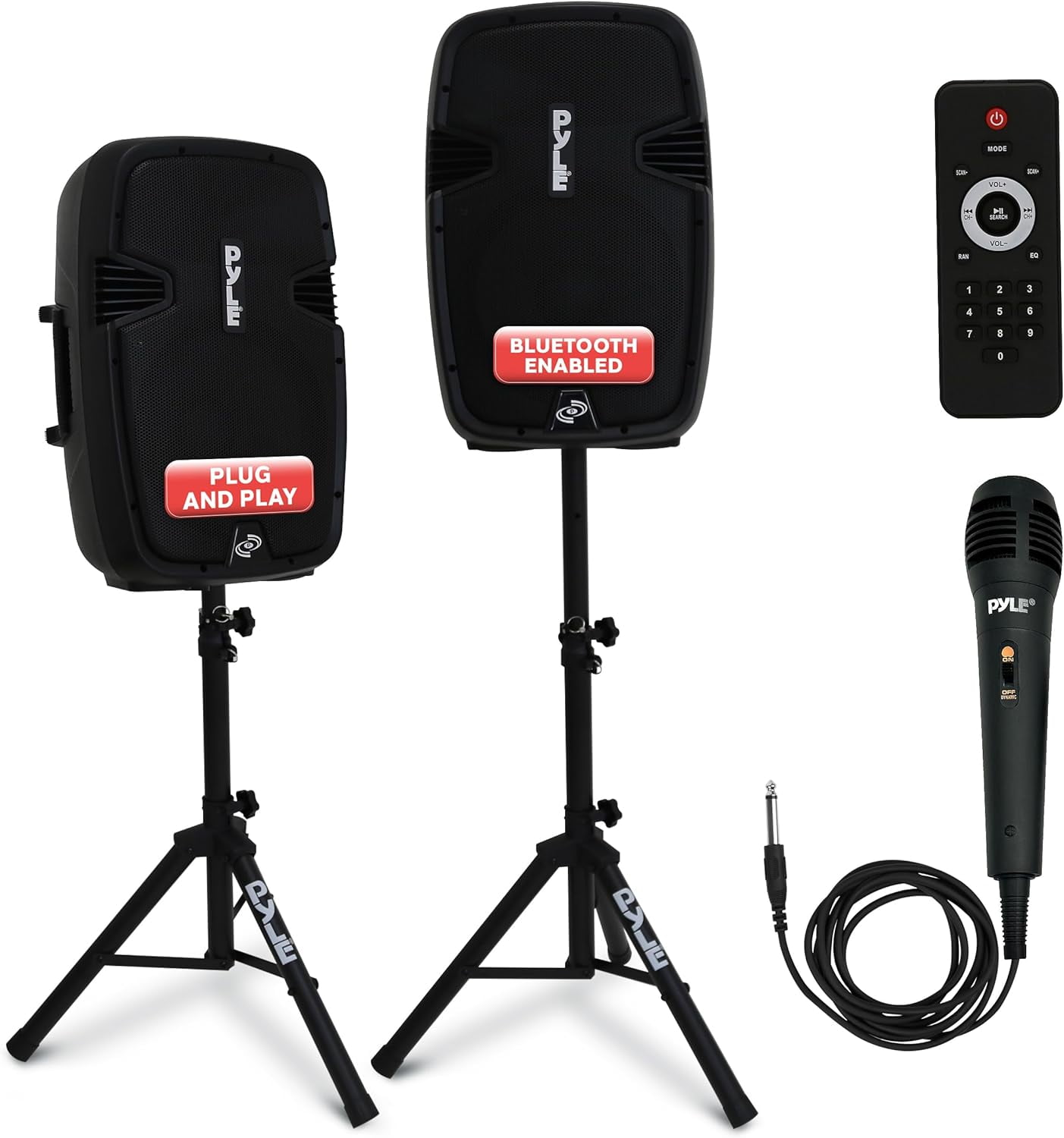 Wireless Portable PA System Kit - 1800W , Bluetooth Compatible, Active ...