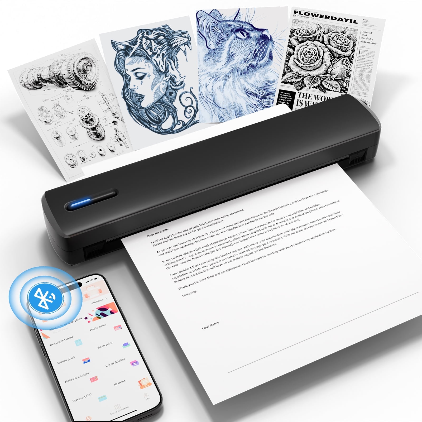 Wireless Portable Printers - A4 Thermal Printer - Bluetooth Printer ...