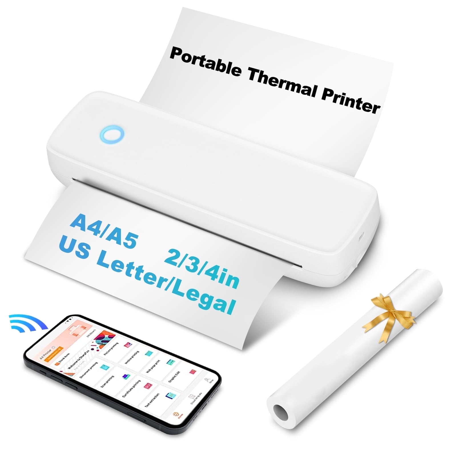 Wireless Portable Printers, Bluetooth Thermal Printer Support 8.5" X 11 ...