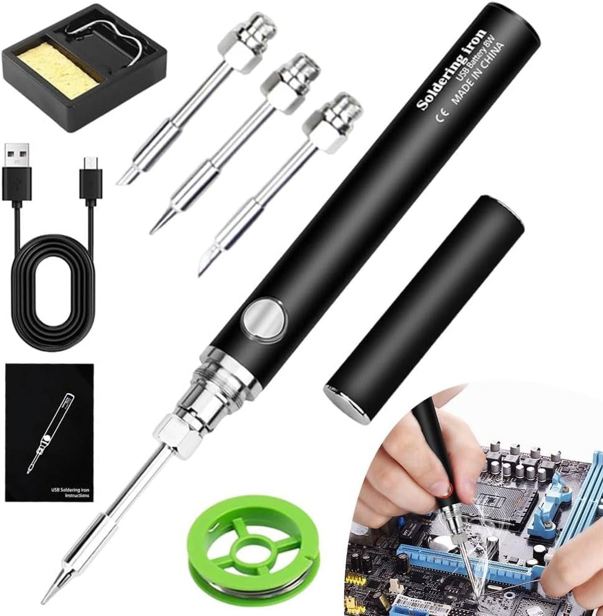 Wireless Portable Soldering Iron Kit, USB Rechargeable Soldering Pen ...